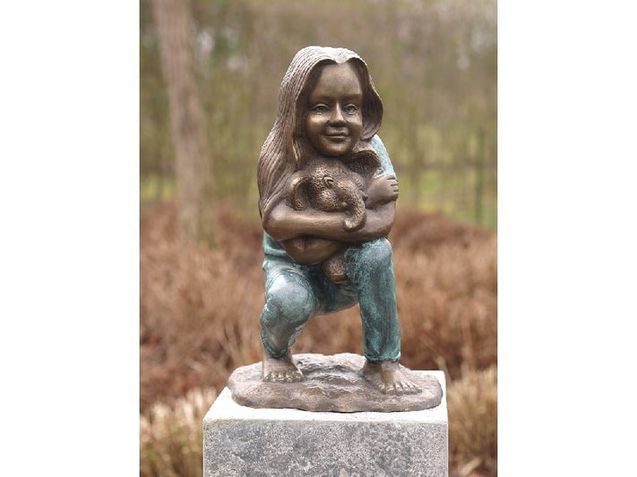 Bronze statue Girl with elephant 38x24x24cm | Doika