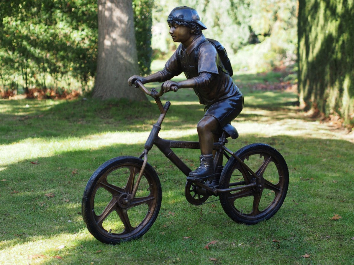 Bronze statue Boy on bicycle 125x49x135cm 60kg | Doika